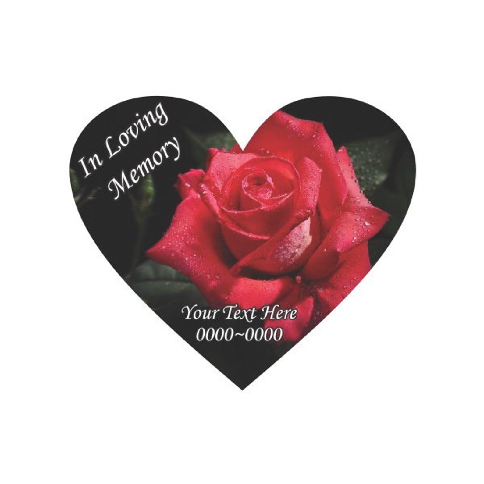 Rose in Loving Memory Full Color Heart 015 Custom Vinyl Wall | Etsy