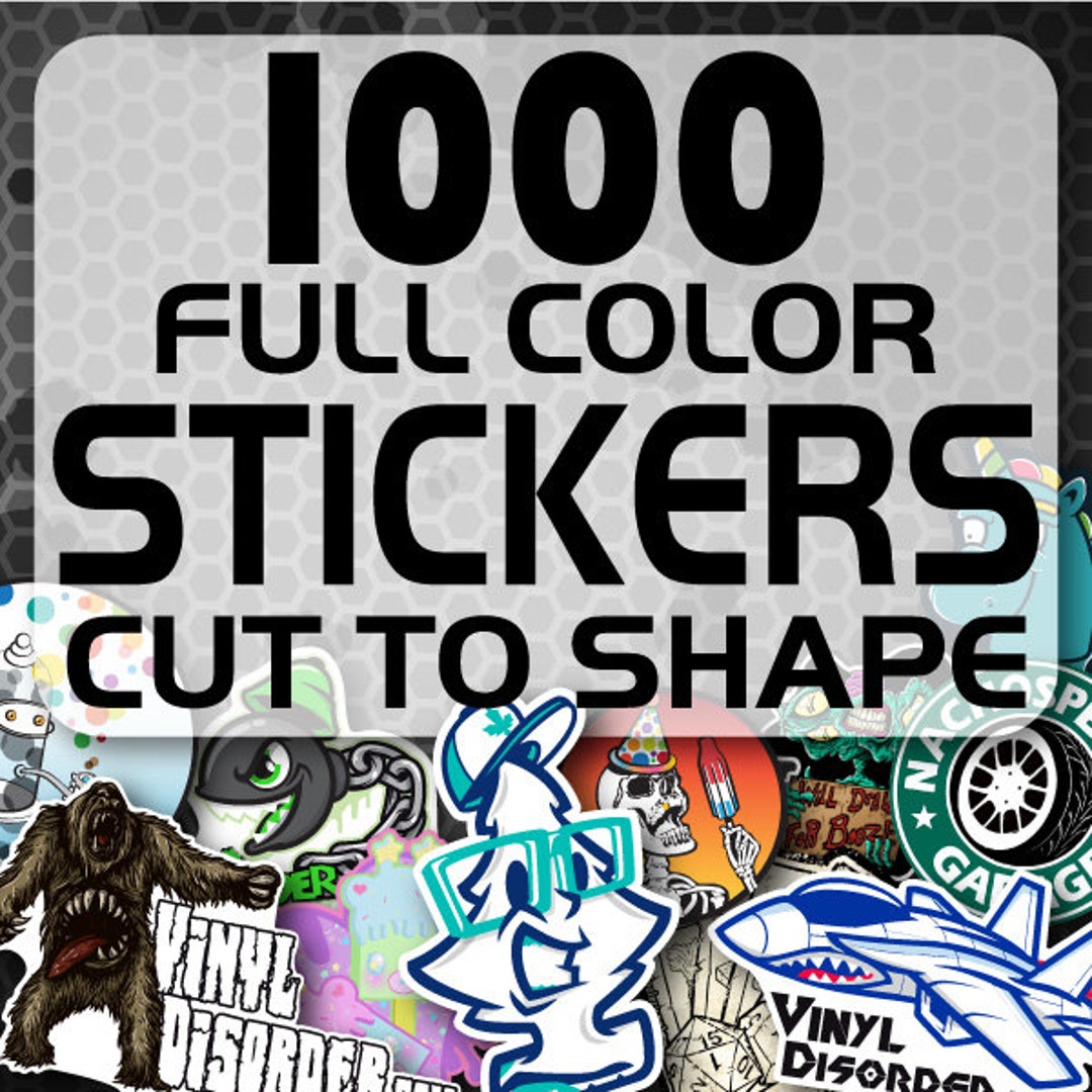 1000 Custom Vinyl Stickers - Promotional Stickers - Choose Your Shape ...