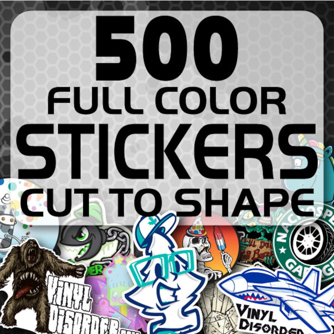 500 Custom Vinyl Stickers - Promotional Stickers - Choose Your Shape ...