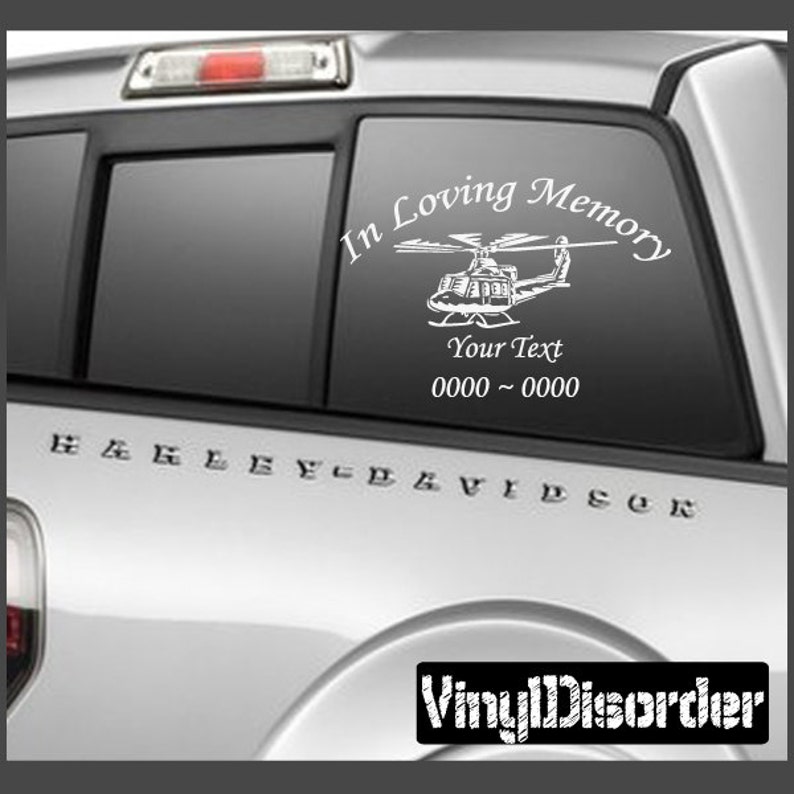 Military 2 in Loving Memory Custom Car or Wall Vinyl Decal Stickers ...