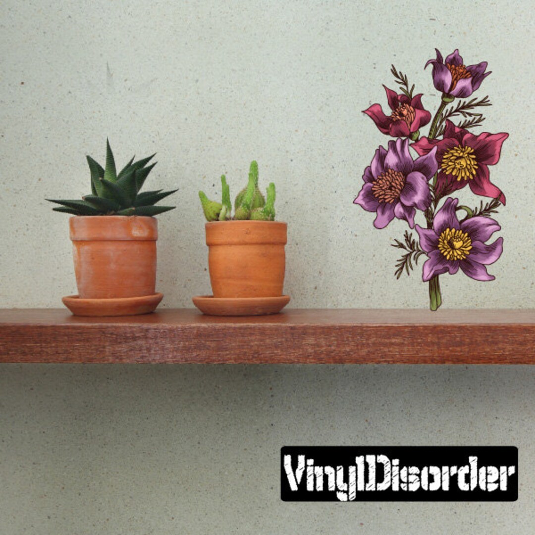 Floral Bouquet Flower Wall Decal - Wall Fabric - Vinyl Decal ...