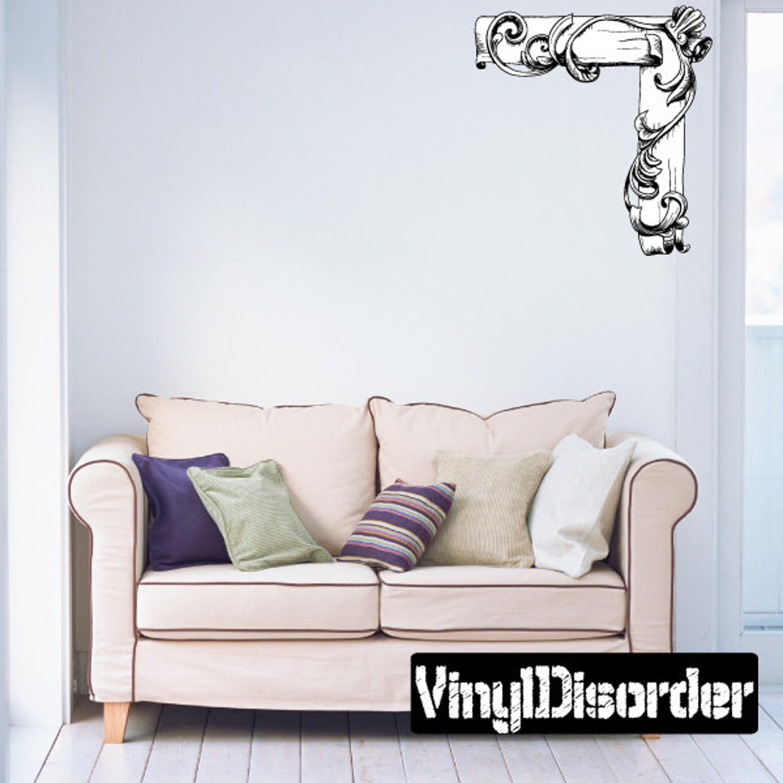 Floral Frame Wall Decal - Wall Fabric - Vinyl Decal - Removable and ...