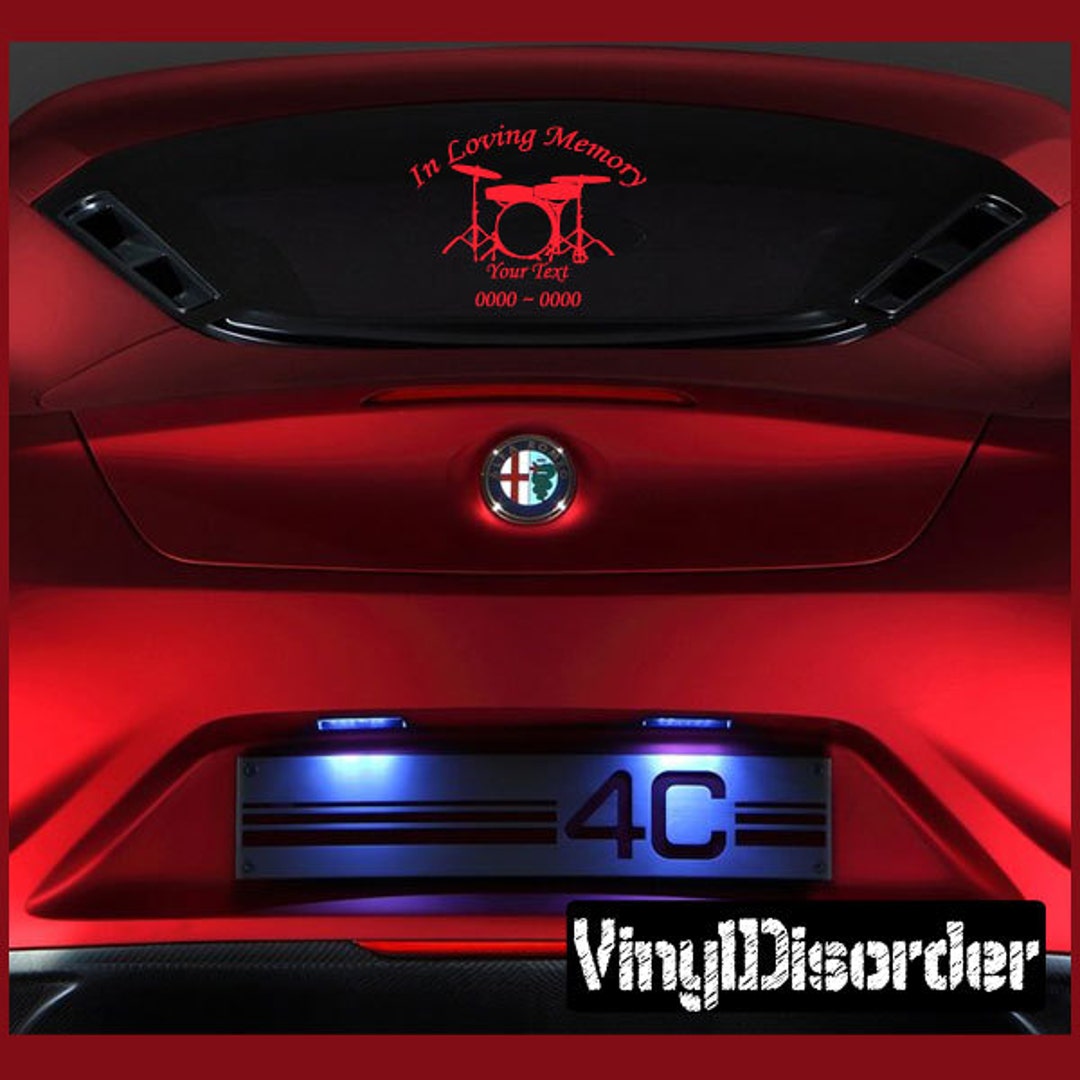 Drum Set in Loving Memory Custom Car or Wall Vinyl Decal Stickers ...