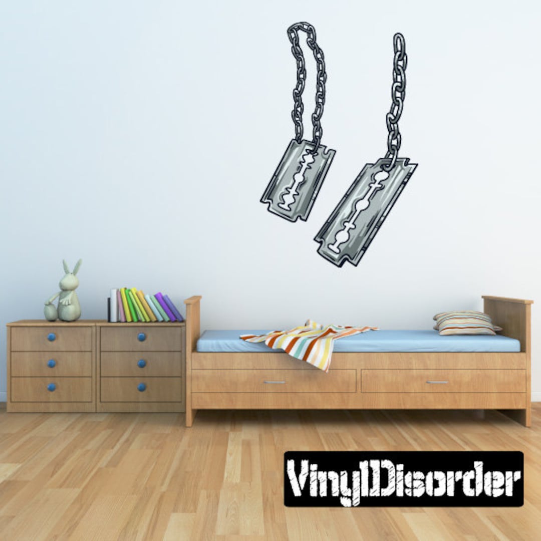 Razorblade Dog Tags Wall Decal - Wall Fabric - Vinyl Decal - Removable ...