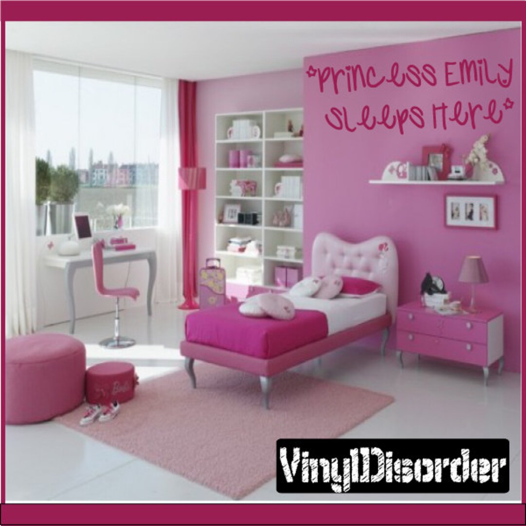 Princess Emily Sleeps Here - Vinyl Wall Decal - Wall Quotes - Vinyl ...
