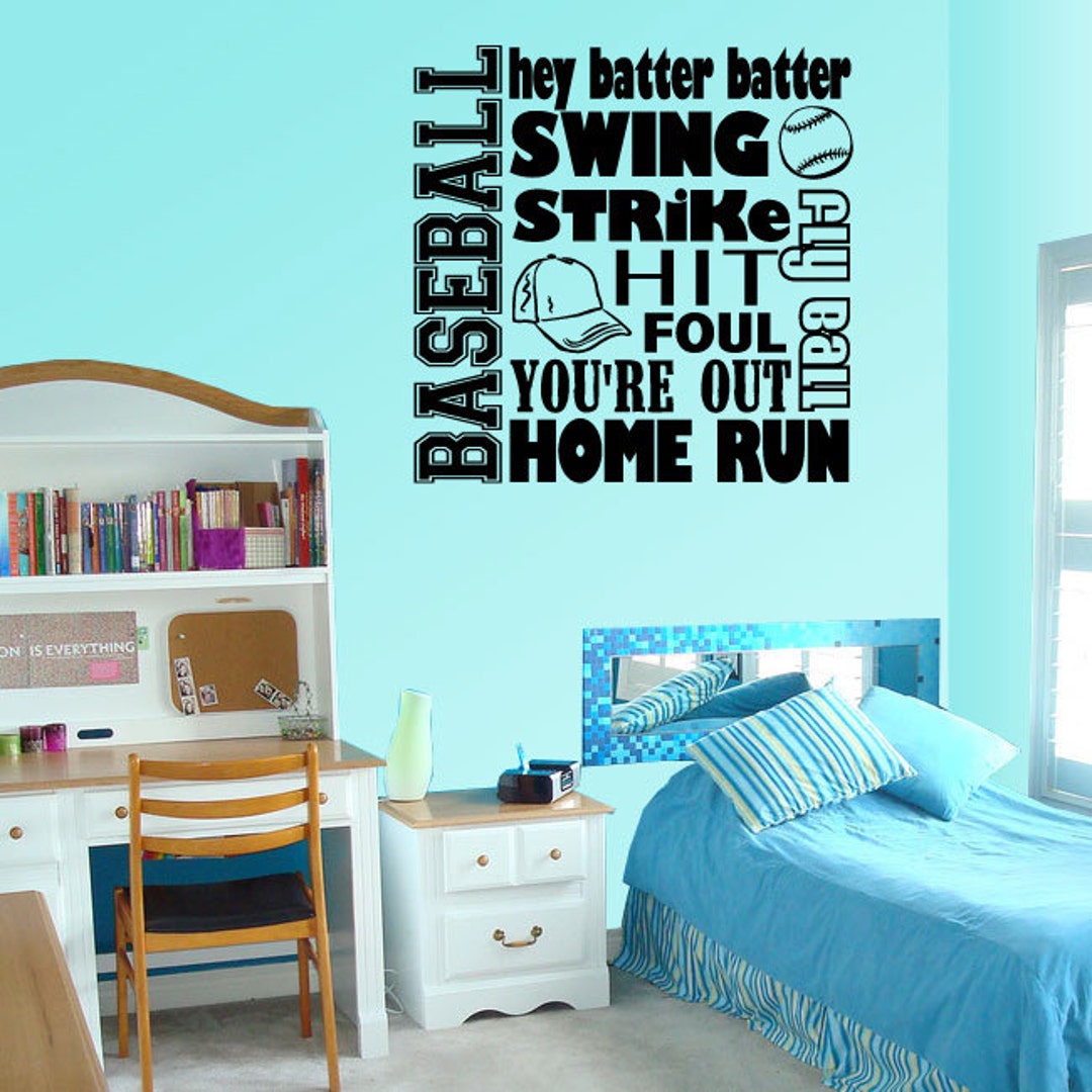 Hey Batter Batter Swing Strike Baseball Vinyl Wall Decal or Car Sticker ...