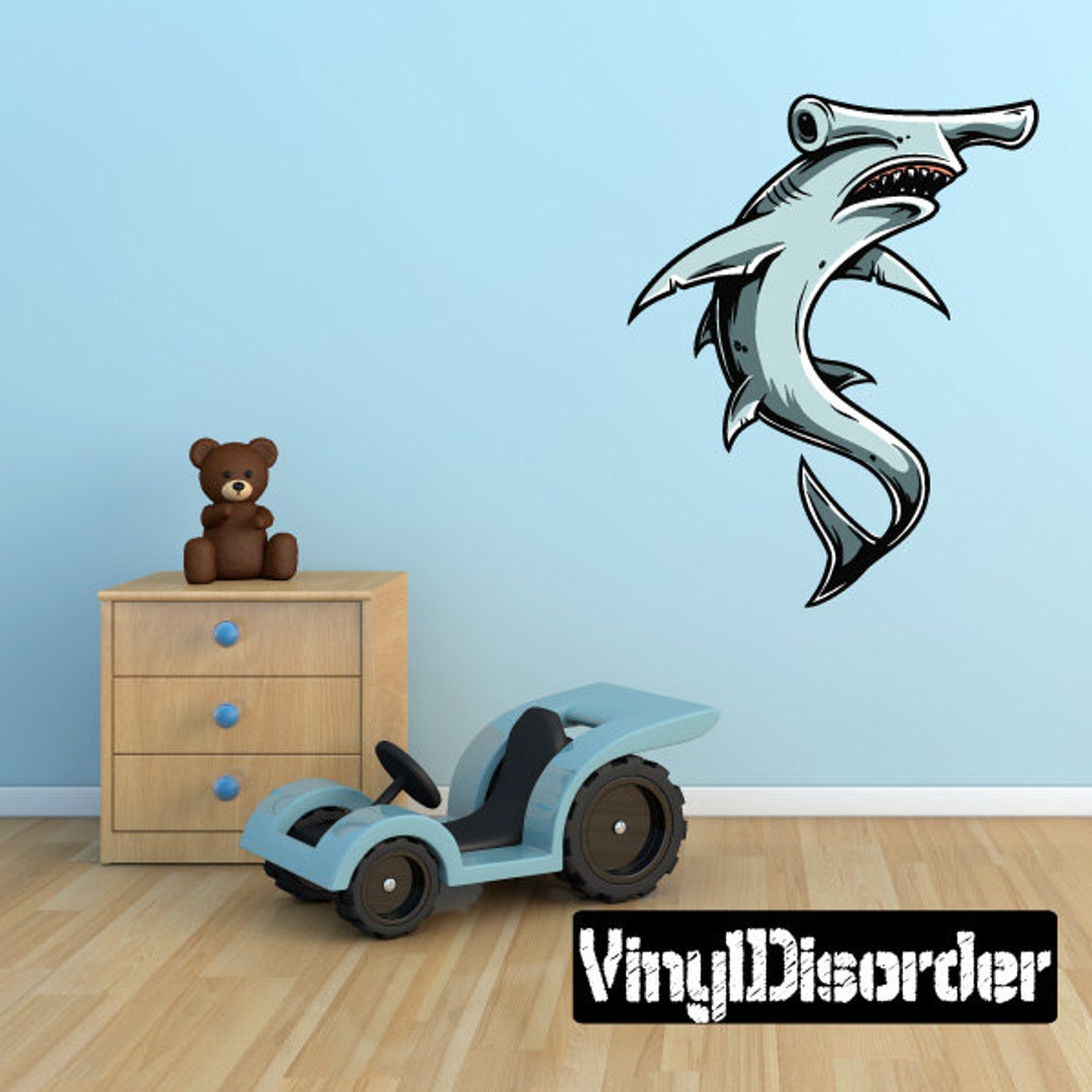 Hammerhead Shark Wall Decal - Wall Fabric - Vinyl Decal - Removable and ...
