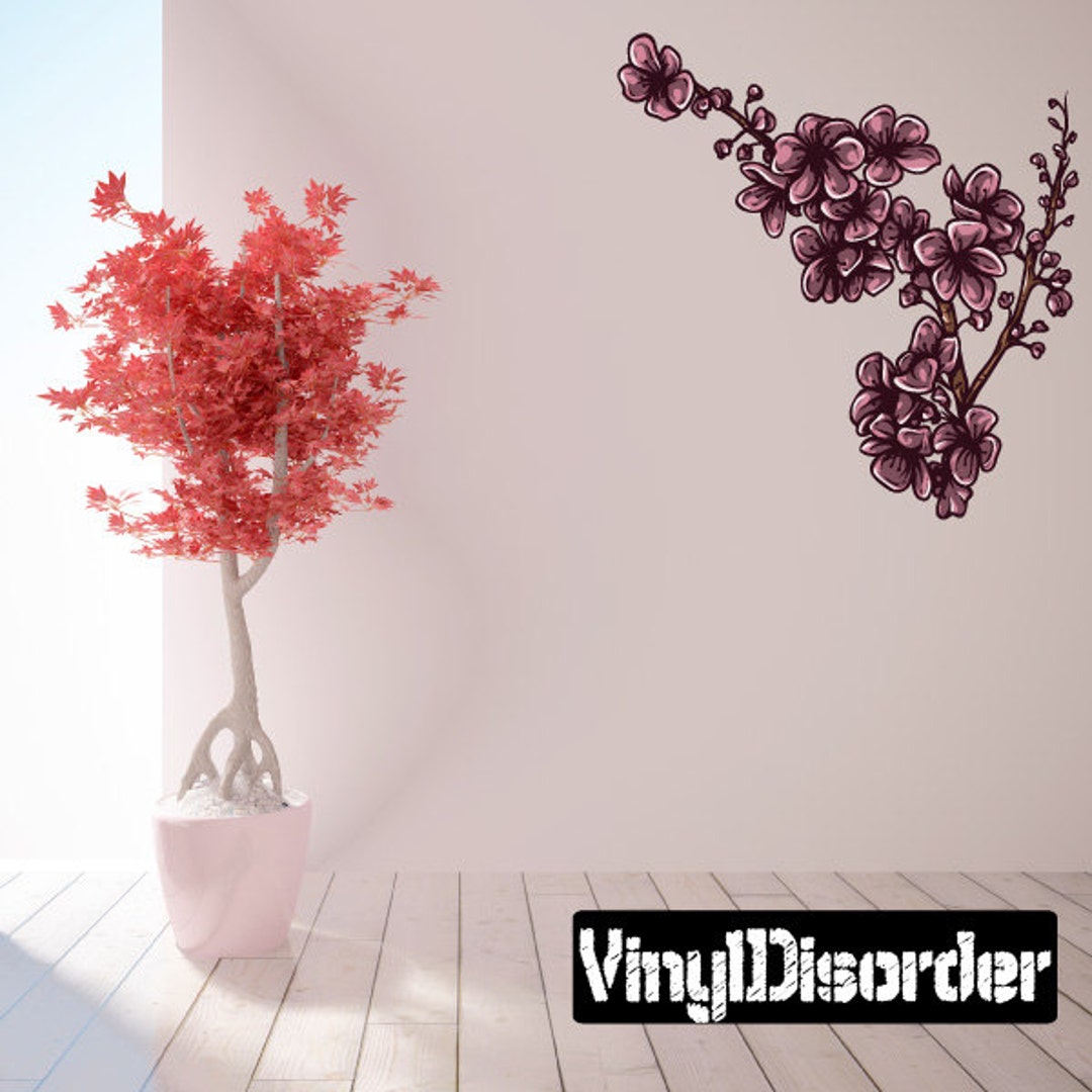 Floral Flower Wall Decal - Wall Fabric - Vinyl Decal - Removable and ...