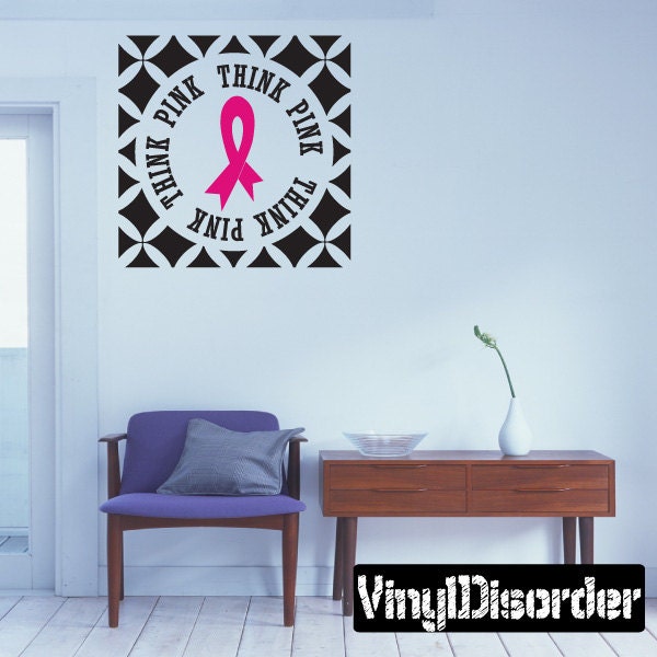 Think Pink Ribbon Vinyl Wall Decal or Car Sticker Wall Quote - Etsy