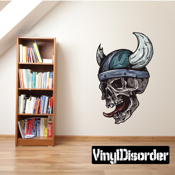 Viking Skull Wall Decal - Wall Fabric - Vinyl Decal - Removable and ...
