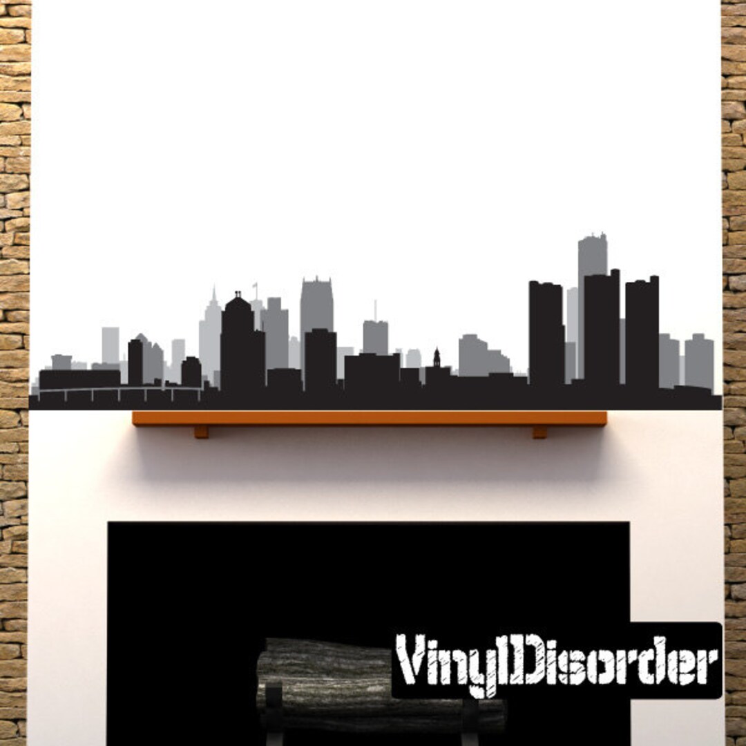 Detroit Michigan Skyline Vinyl Wall Decal or Car Sticker - Vinyl Fabric ...