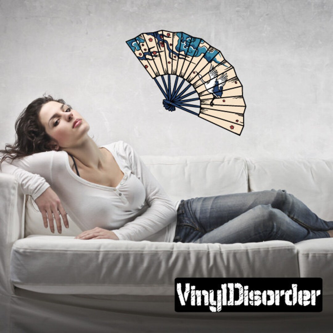 Japanese Symbol Fan Wall Decal - Wall Fabric - Vinyl Decal - Removable ...