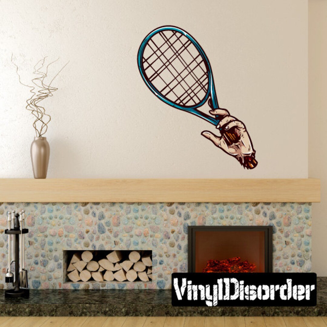 Tennis Racket Wall Decal - Wall Fabric - Vinyl Decal - Removable and ...