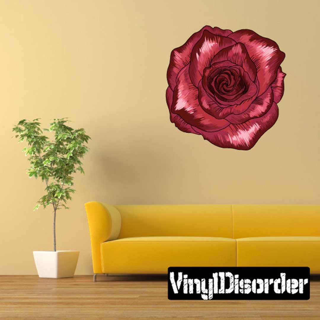 Floral Flower Wall Decal - Wall Fabric - Vinyl Decal - Removable and ...