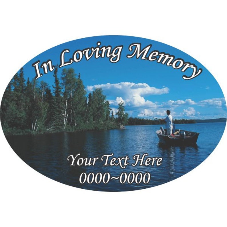 Fishing in Loving Memory Full Color Oval 001 Custom Vinyl Wall - Etsy