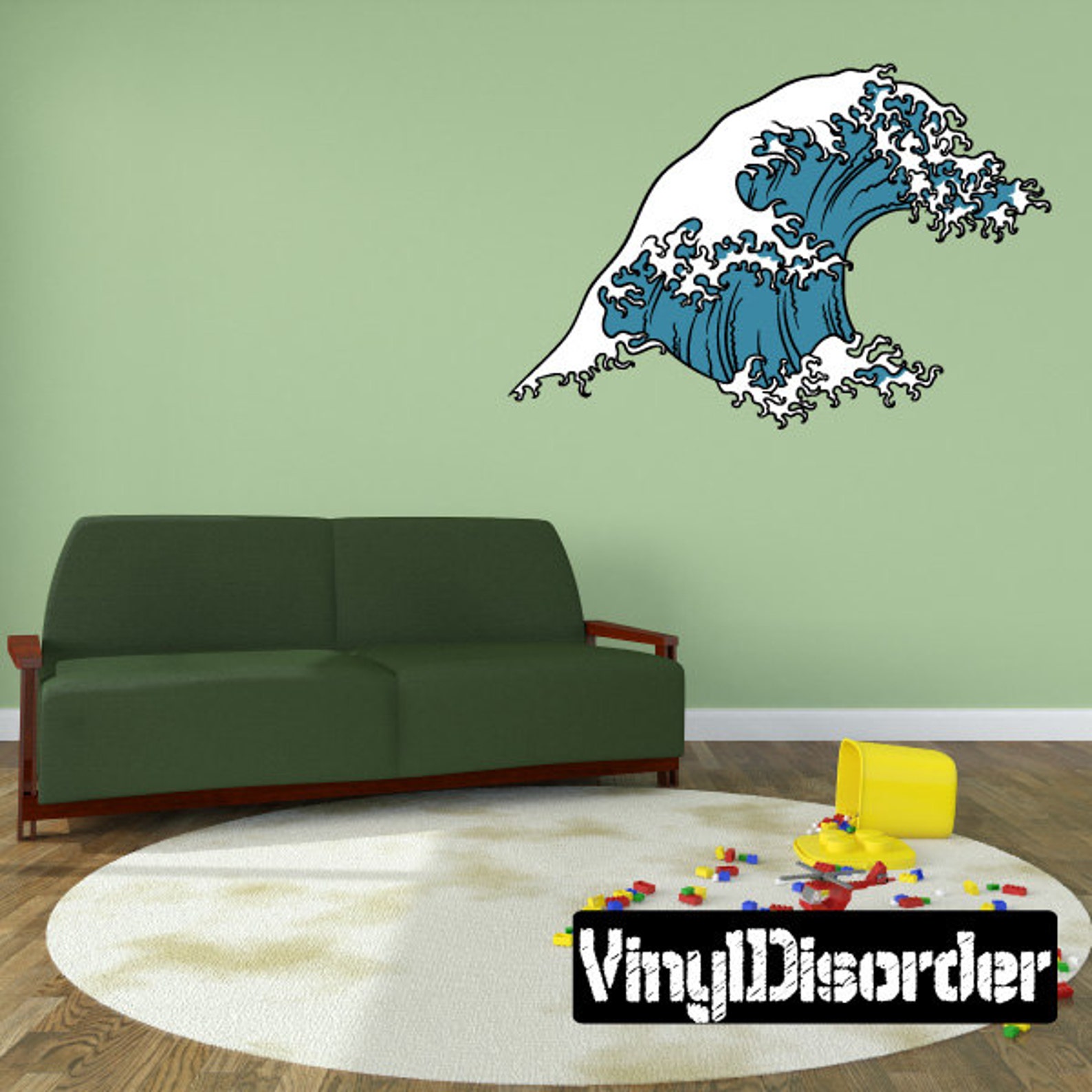 Japanese Symbol Tsunami Wave Wall Decal Wall Fabric Vinyl | Etsy