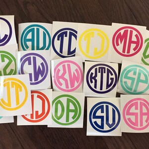 Monogram Decal - Circle Monogram Vinyl Decal - Custom Monogram - Custom ...