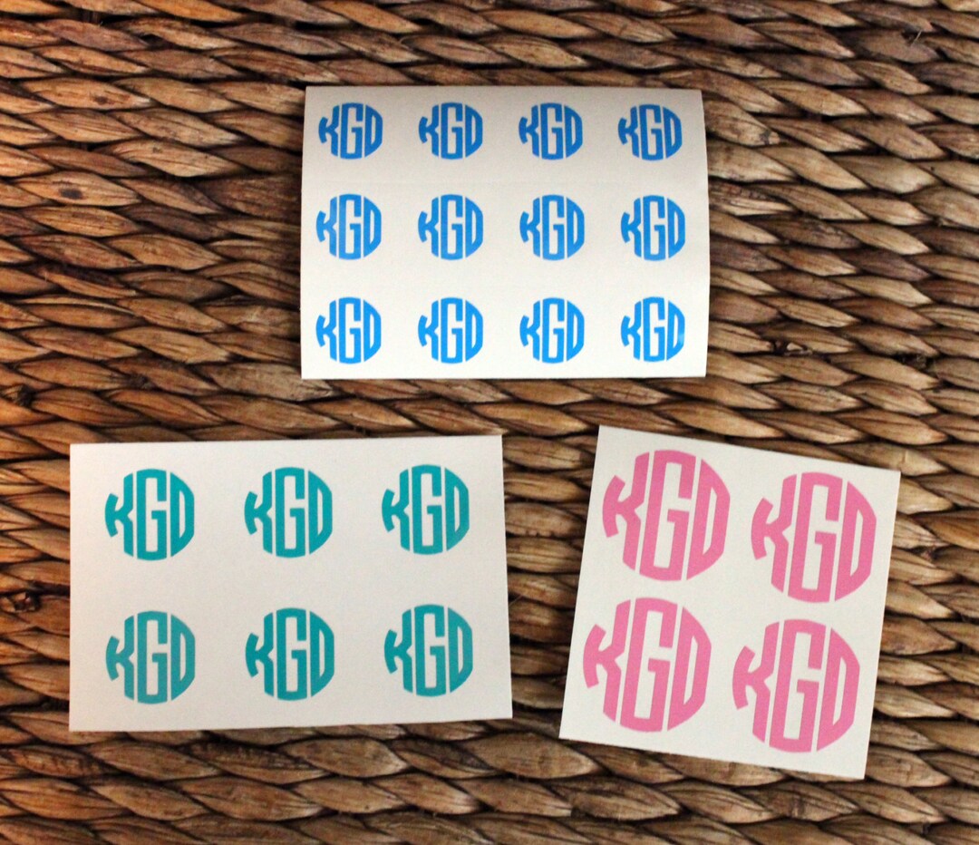 Circle Monogram Decal - Monogram Decal Sheet - Vinyl Decal - Custom ...