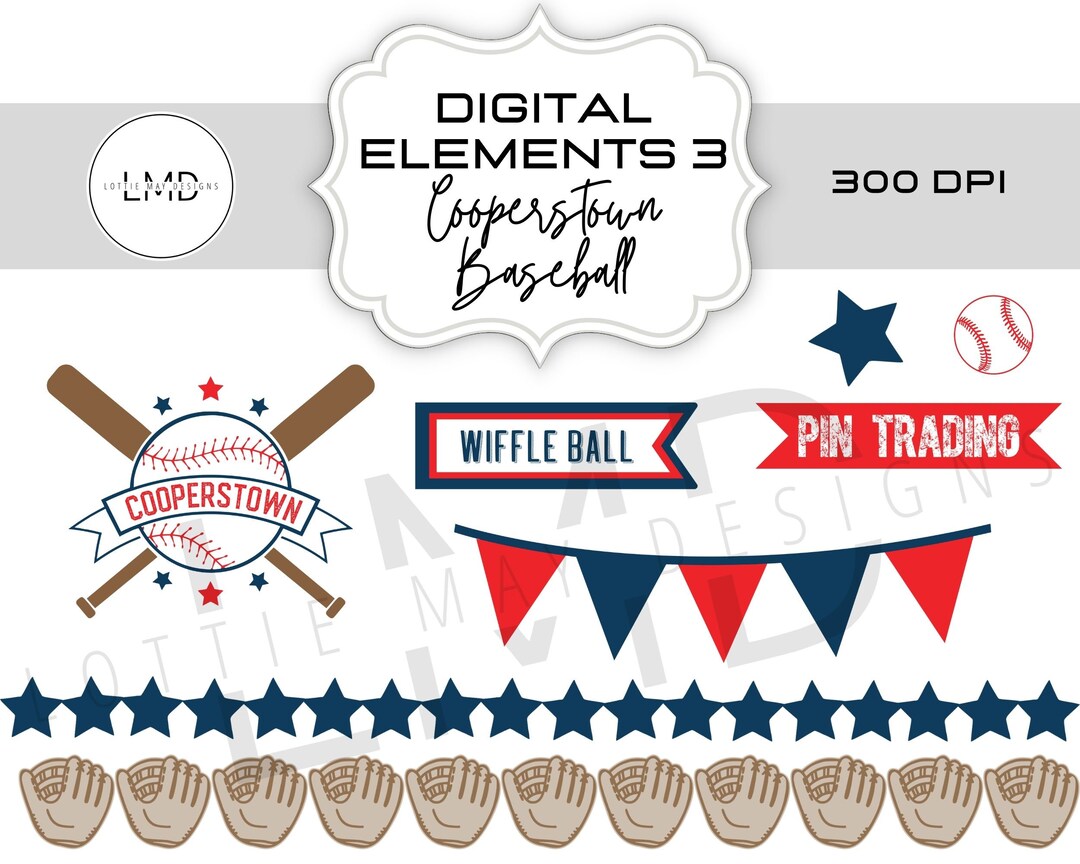 Cooperstown Digital Elements Pack - Cooperstown Scrapbook Paper ...