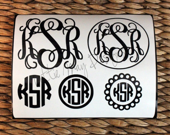 Vinyl Monograms Vinyl Monogram Decal Monogram Decal Set - Etsy