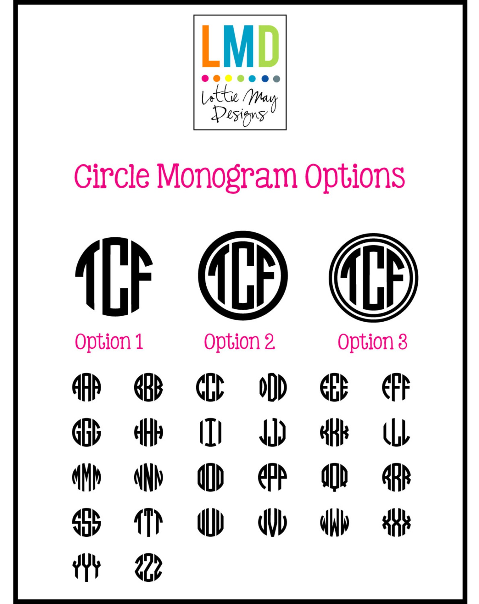 Monogram Decal Circle Monogram Vinyl Decal Custom Monogram - Etsy