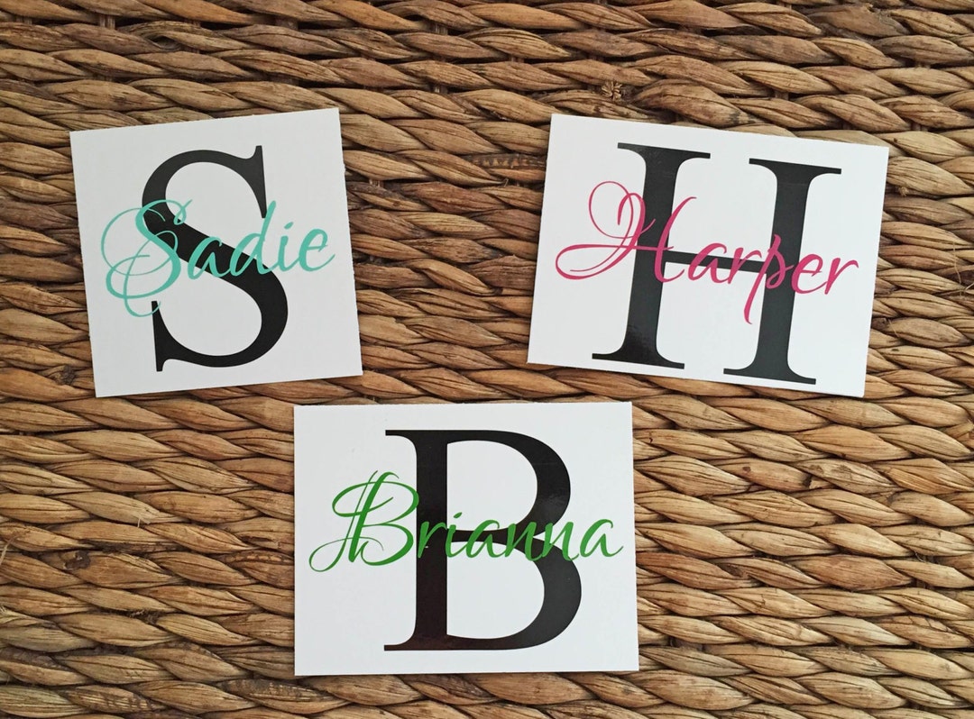 Monogram Decal - Vinyl Monogram Name - Monogram Vinyl Decal - Name ...