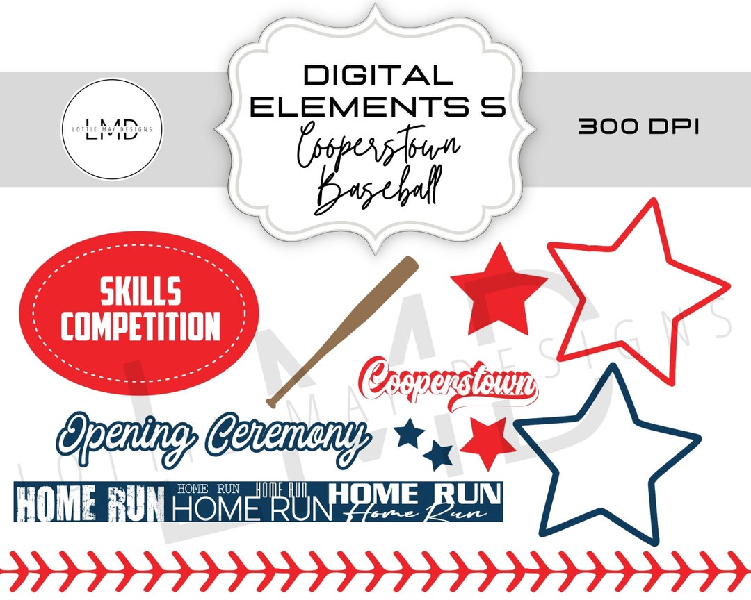 Cooperstown Digital Elements Pack - Cooperstown Scrapbook Paper ...