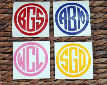 Custom Circle Monogram Vinyl Decal - Etsy