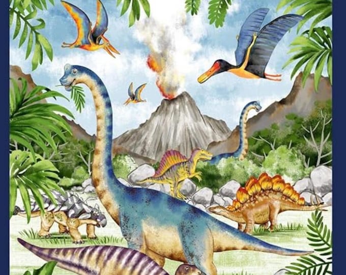 Dinosaurs, Dinosaurs, Michael Miller Fabric, Dinosaur Panel 24 ...