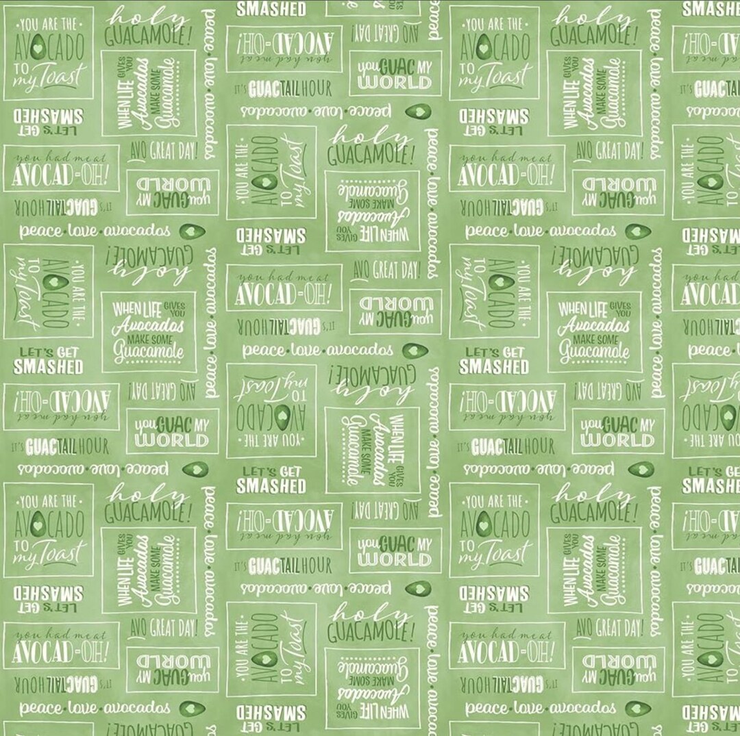 Avo Great Day , Michael Miller Fabric, Avocado World , Dc10754-sage ...