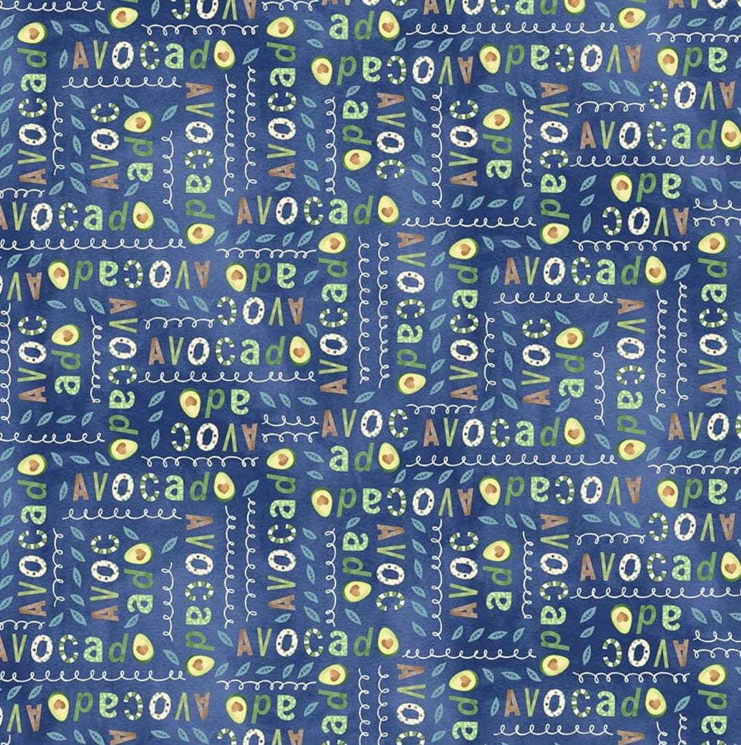 Avo Great Day , Michael Miller Fabric, Love Avocado , Dc10751-navy ...