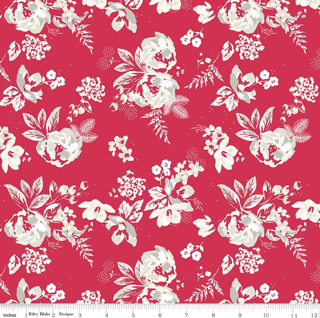 Riley Blake Heirloom Red, Floral, C14340-red, My Mind’s Eye , Quilting ...