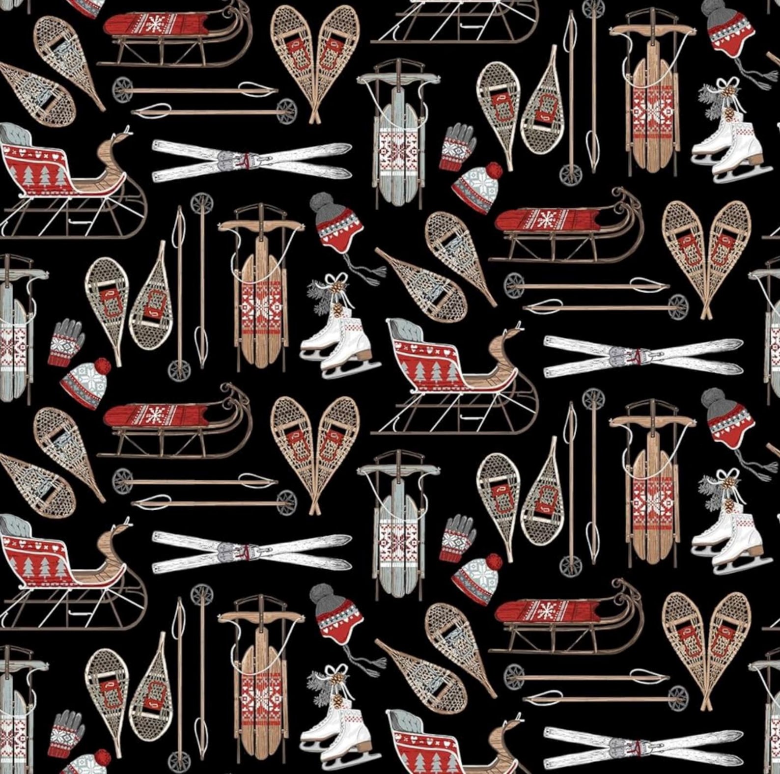 Winter Solstice, Michael Miller Fabric, Winter Activities Cx-10744 ...
