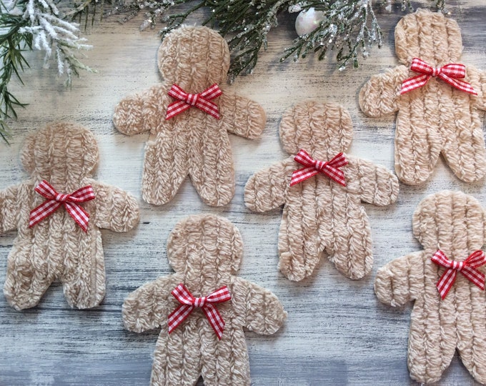Chenille Shapes, Gingerbread Men , Vintage Chenille Appliqués, 6 Pieces ...
