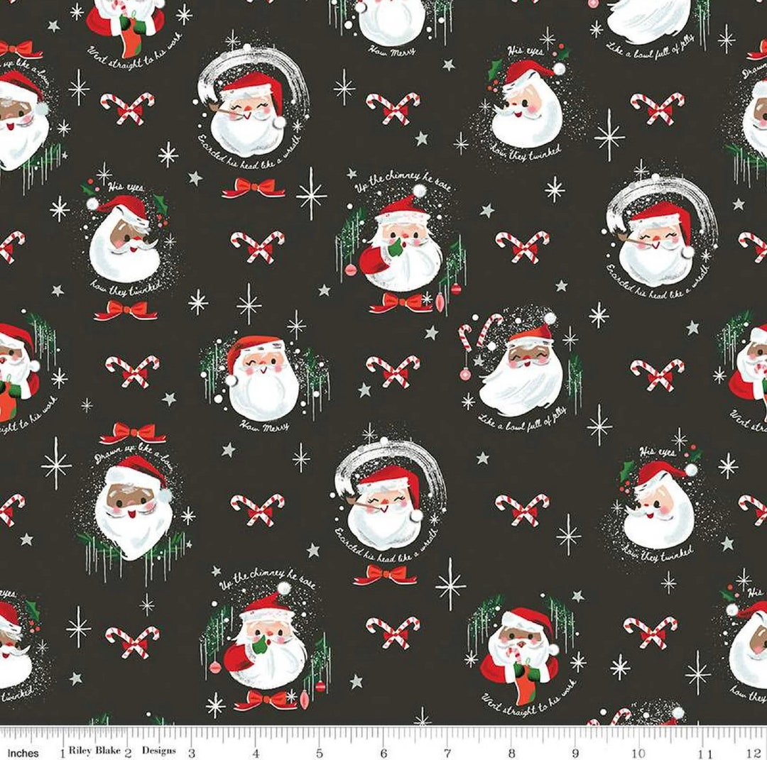 Retro “TWAS” by Jill Howarth for Riley Blake, Vintage Inspired Santa ...
