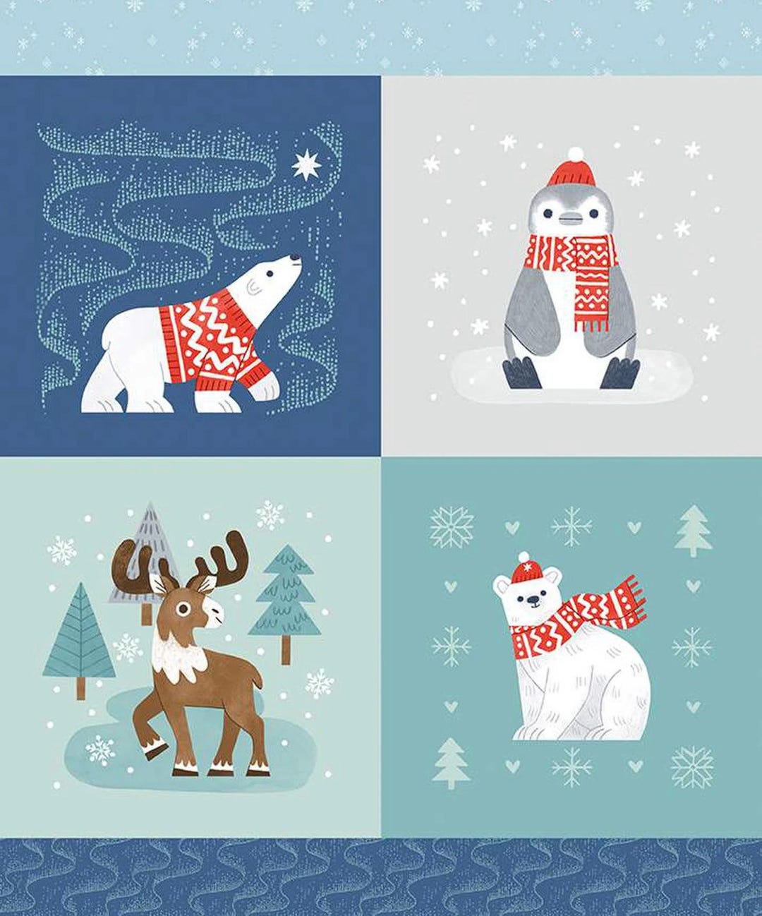 Northern Lights, Riley Blake Designs, Fp15005-panel, Polar Bear, Moose ...