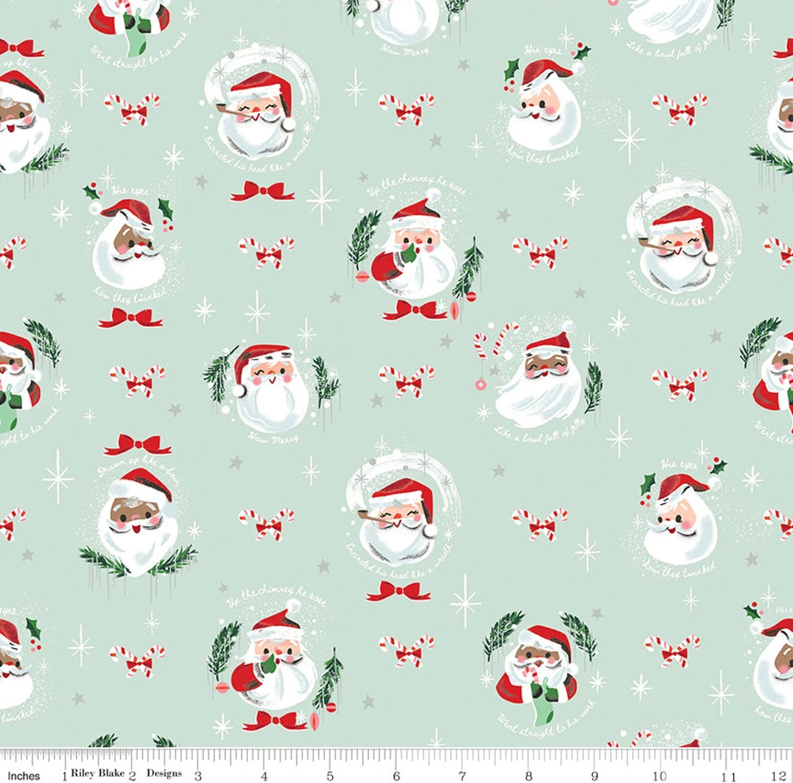 Retro “TWAS” by Jill Howarth for Riley Blake, Vintage Inspired Santa ...