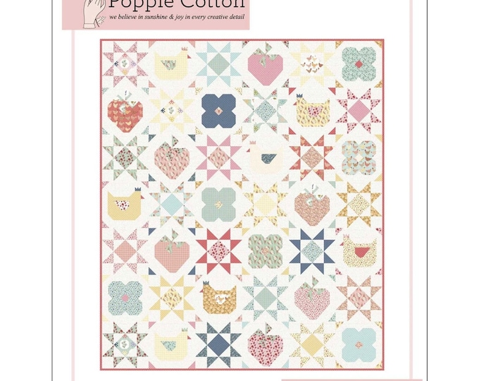 Hippie Chicks Quilt Pattern, Chickens & Hearts. Farmhouse, Pattern Only, by Poppie Cotton - Etsy