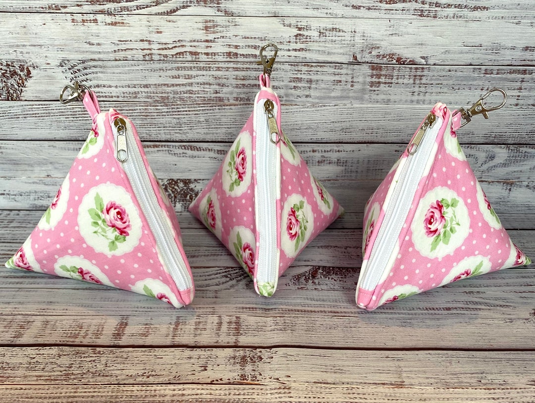 Pyramid Pouch, Zippered With a Swivel Clasp, Roses, Triangle Bag ...