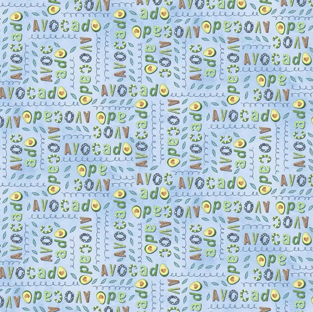 Avo Great Day , Michael Miller Fabric, Love Avocado , Dc10751-blue ...