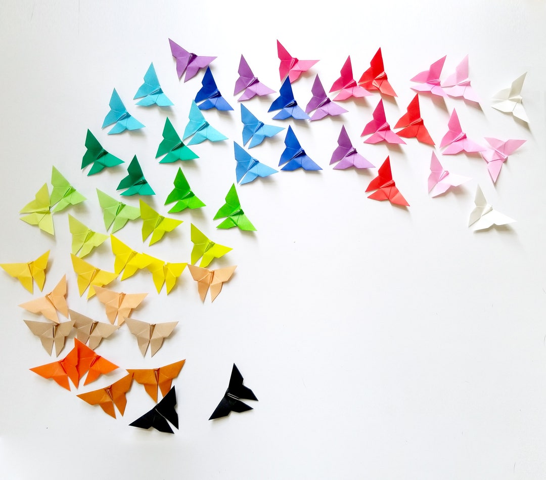 Rainbow Butterfly Origami Butterfly 50 Solid Color Mix - Etsy
