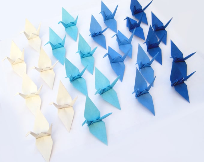 Baby Boy Baby Shower Decor 50 Origami Cranes in Blue Mix - Etsy