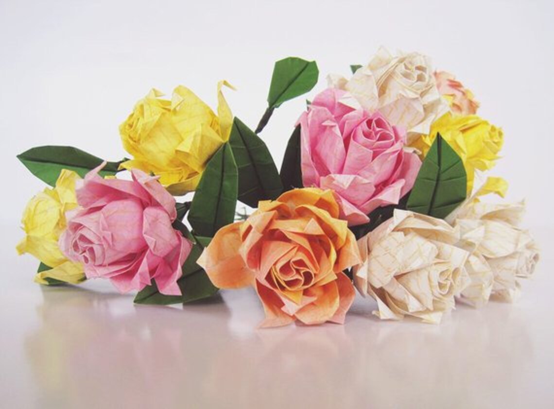 Origami Paper Rose with Customized Wedding Vows 1 Customized | Etsy