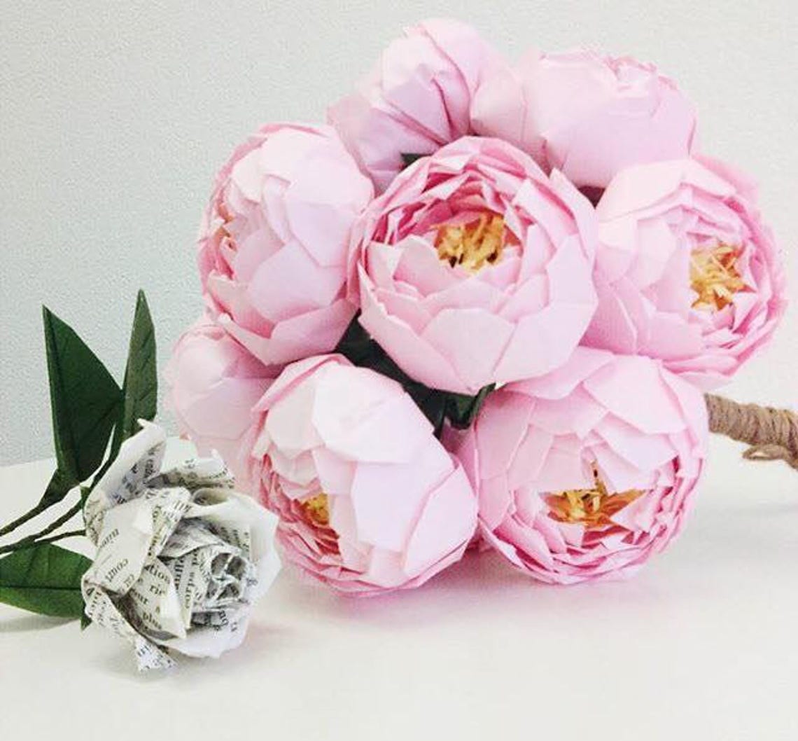 Origami Paper Peonies Flowers 1 Paper Peony Flower Blush - Etsy Australia