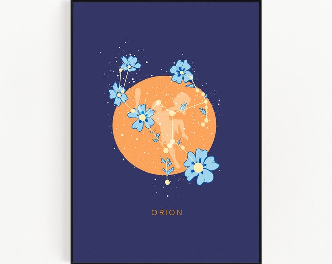 Orion - Constellation Print, Celestial Print, Star Print, Flower Art ...