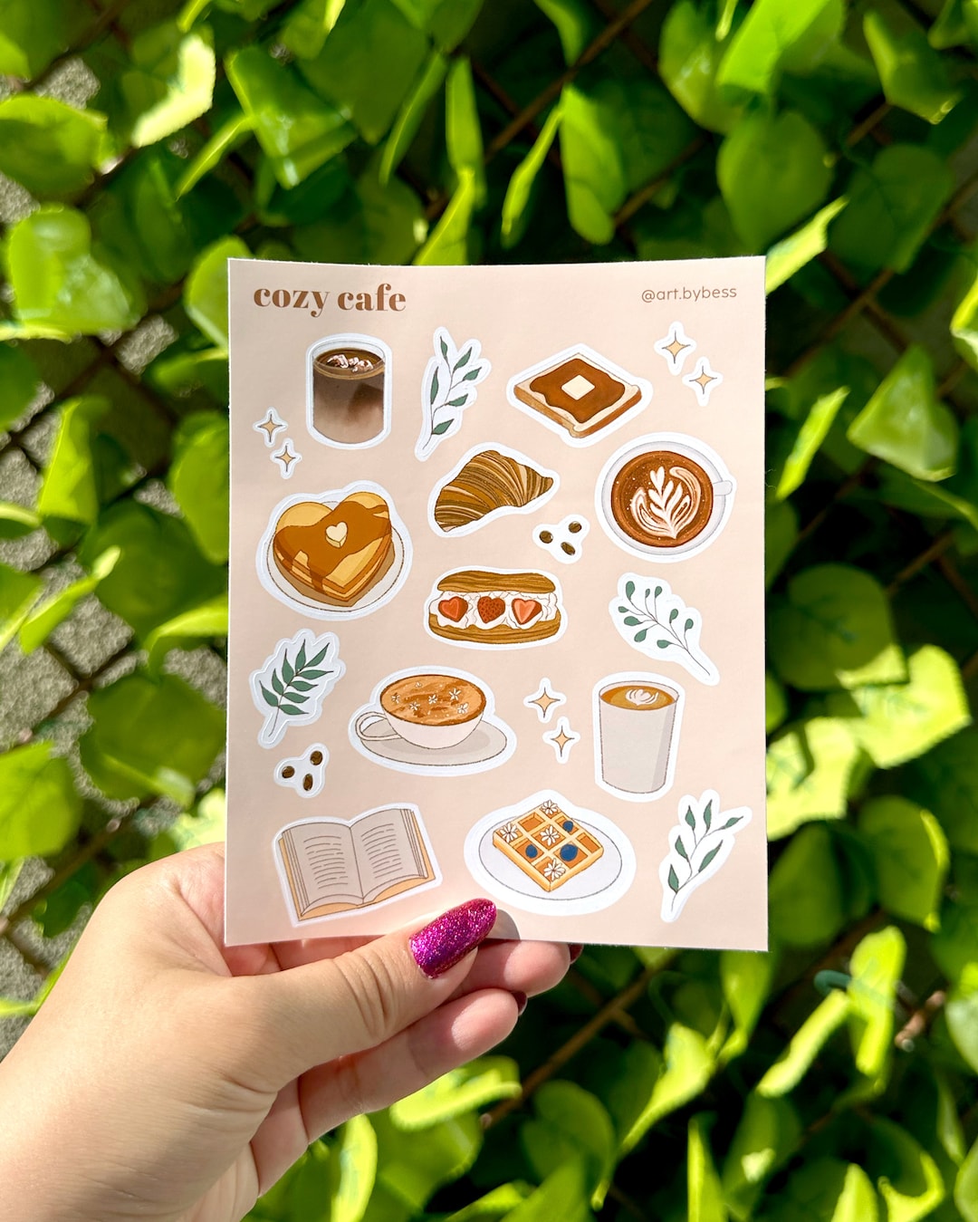 Cozy Cafe Sticker Sheet, Cafe Stickers, Coffee Lover Stickers, Cozy ...
