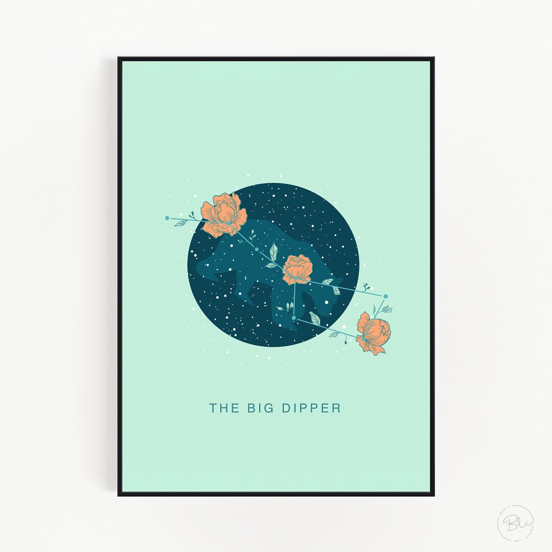 The Big Dipper Constellation Print, Celestial Print, Flower Art Print ...