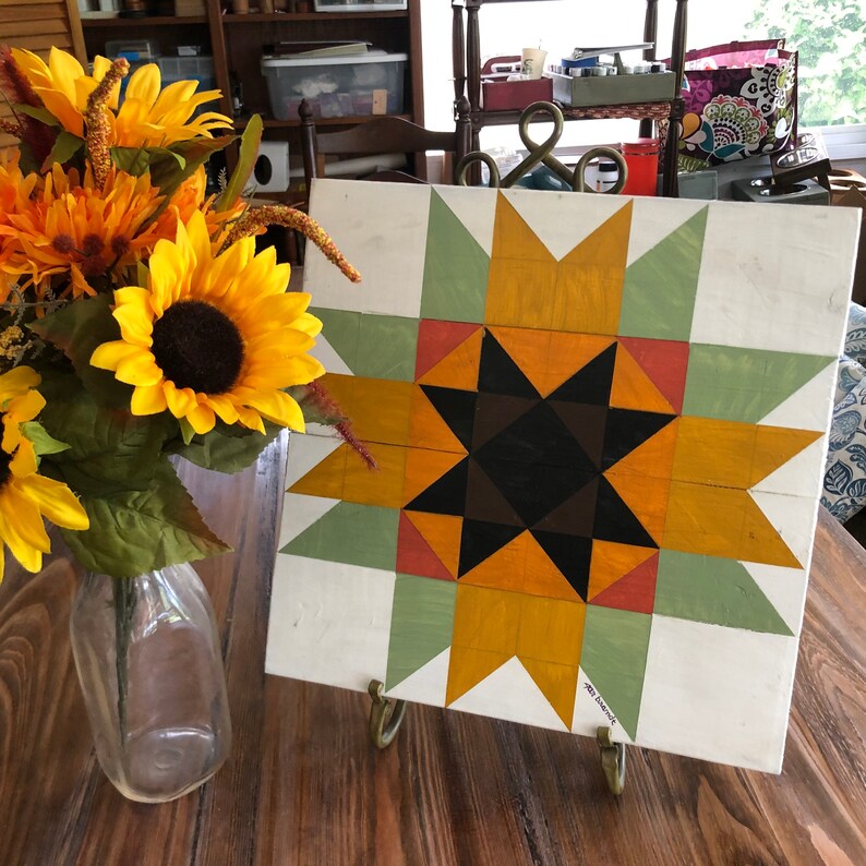 Sunflower Barn Quilt Framed in Rustic Barn Wood Free | Etsy