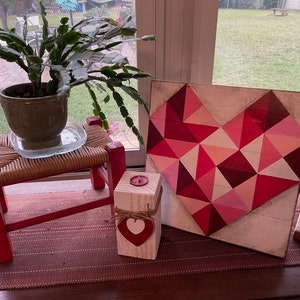 Heart Pattern Barn Quilt Hand Painted Framed in Rustic Barn - Etsy