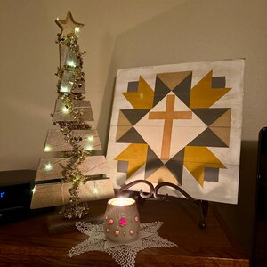 Hand-painted Cross Barn Quilt | 14” X 14” Christian Wall Art | Faith ...